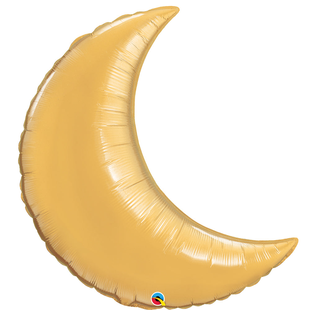 Gold Crescent Moon Shape Foil Balloon - 35" | Party Packs