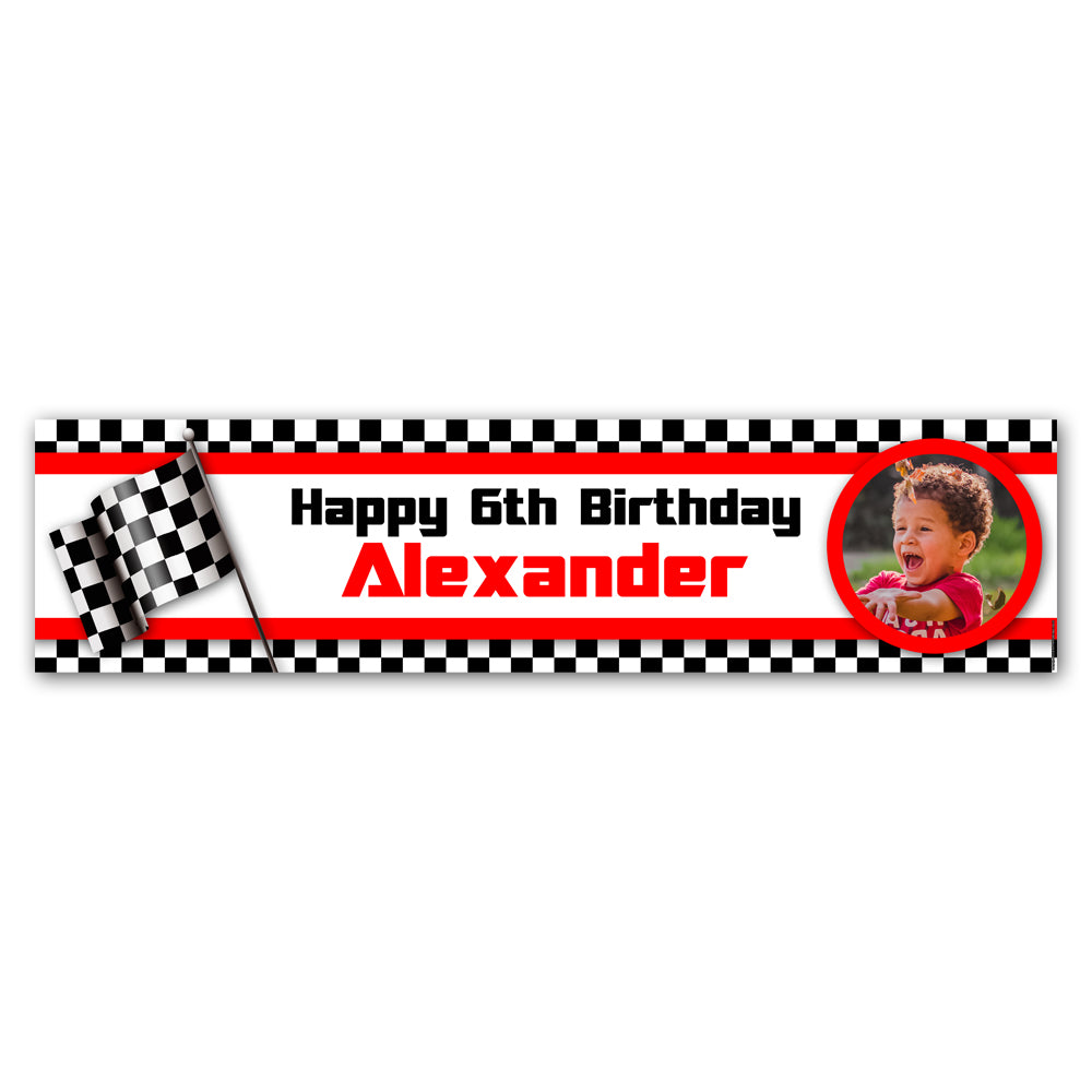 Motor Racing Personalised Photo Banner Decoration - 1.2m – Party Packs