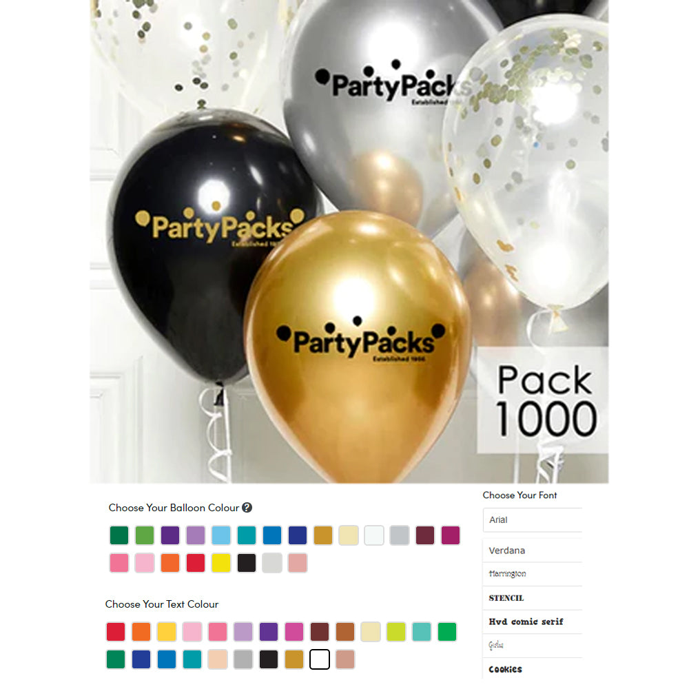 Personalised Metallic Latex Balloons - Pack of 1000 | Party Packs