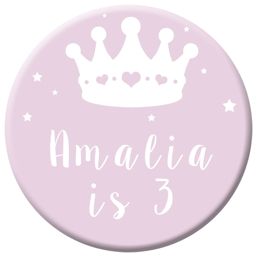 Personalised Badge 58mm- Princess – Party Packs