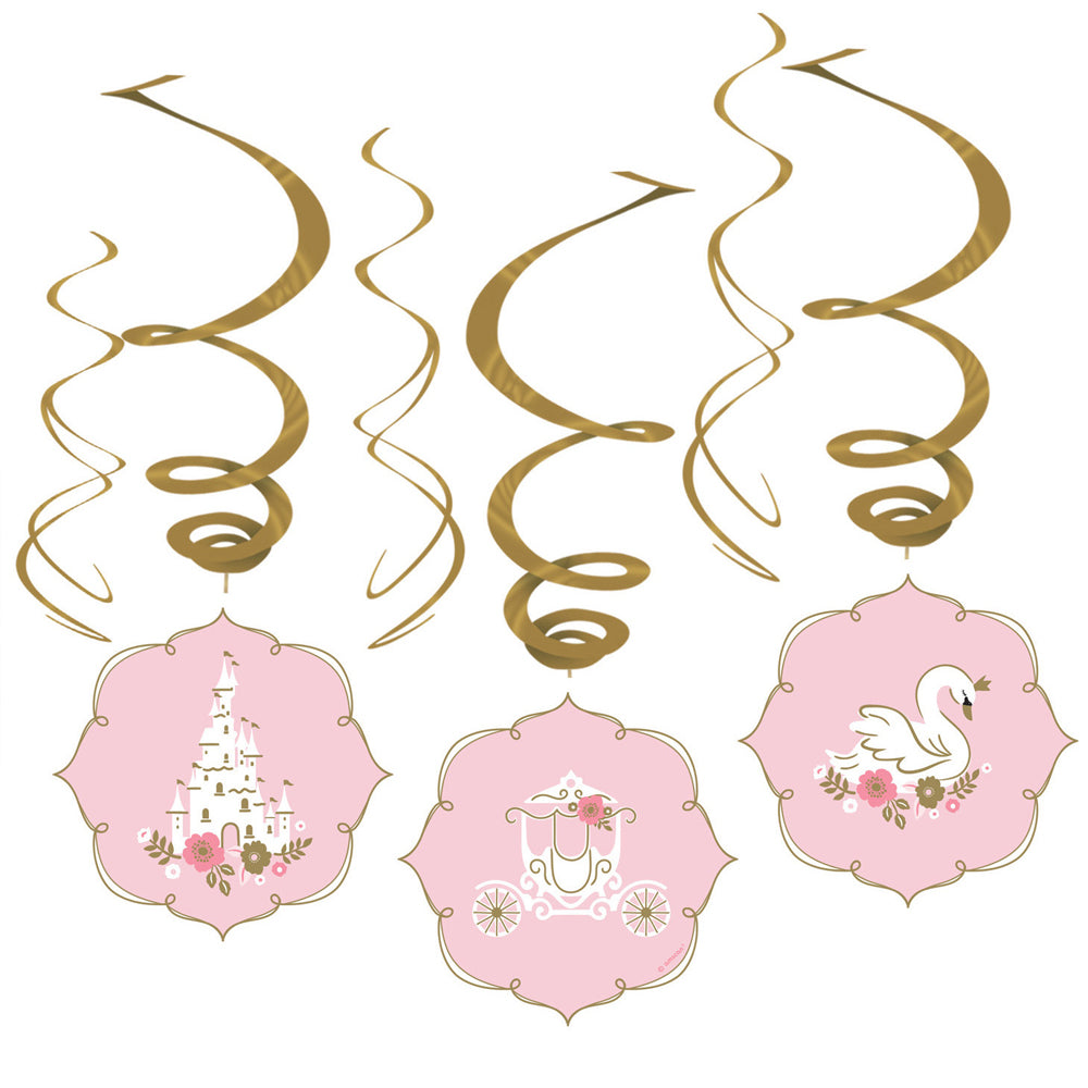 Princess Pink Sparkle Hanging Swirl Decorations | Party Packs