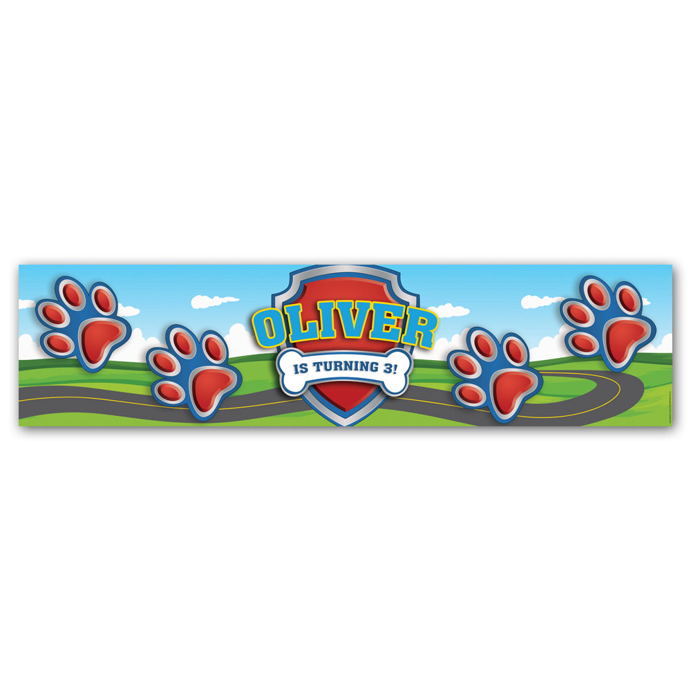 Puppy Paws Personalised Banner Decoration - 1.2m – Party Packs