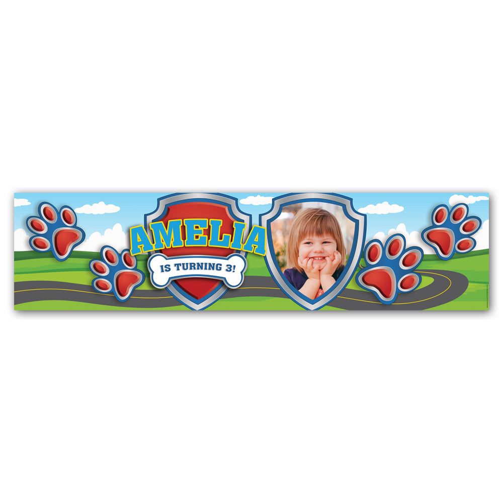Puppy Paws Personalised Photo Banner 1.2m - Paw Patrol Party | Party Packs
