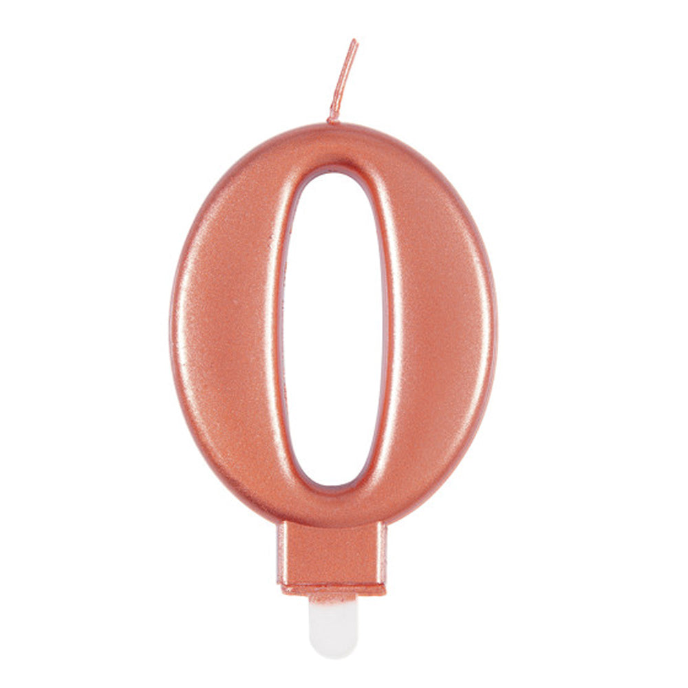 Rose Gold Metallic Number 0 Candle | Party Packs