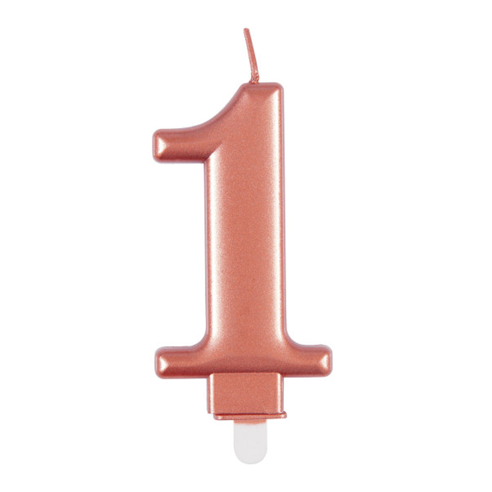 Rose Gold Metallic Number 1 Candle | Party Packs