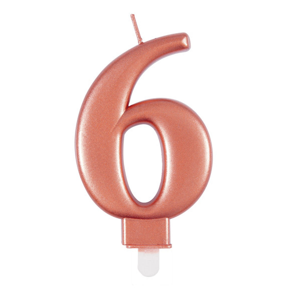 Rose Gold Metallic Number 6 Candle | Party Packs