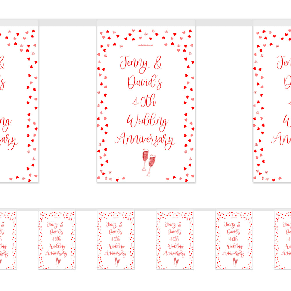 40th Ruby Anniversary Personalised Bunting - 3m – Party Packs