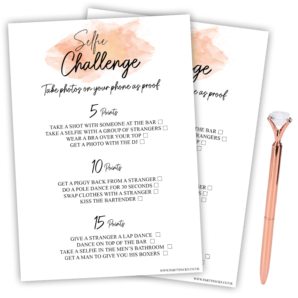 Hen Party Selfie Challenge Game - Pack of 8 – Party Packs