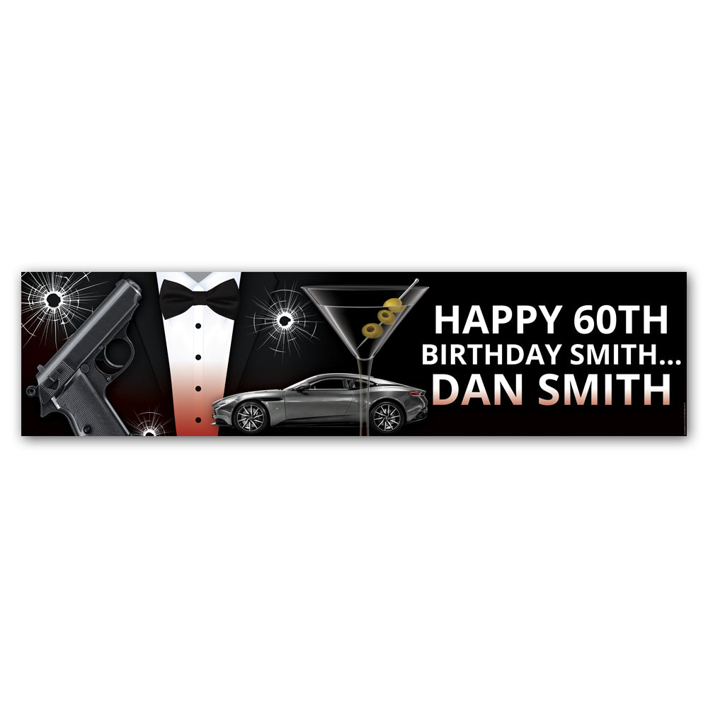 Secret Agent Personalised Banner Decoration - 1.2m – Party Packs