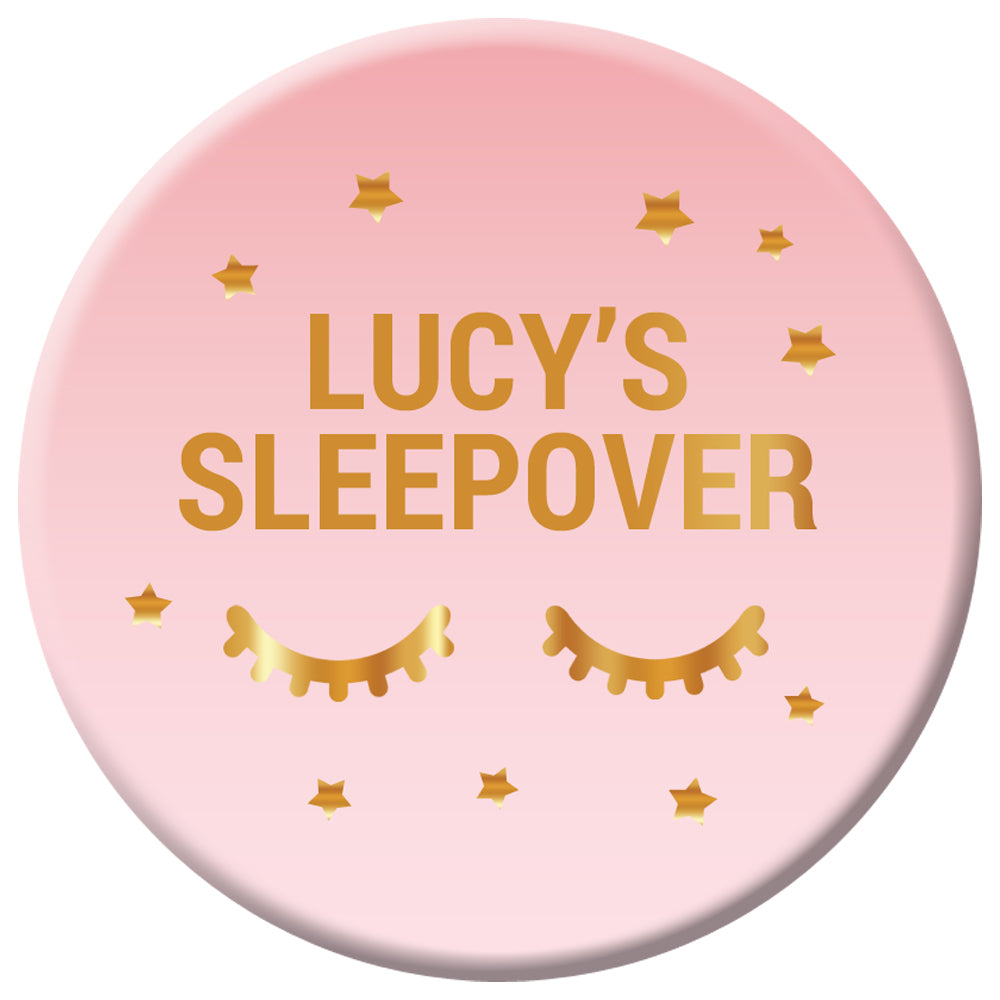 Personalised Sleepover Badge - 58mm – Party Packs
