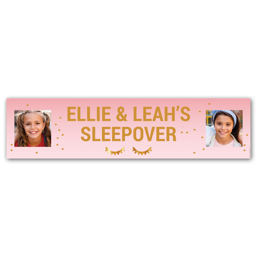 Sleepover Party Personalised Photo Banner - 2 Photos - 1.2m – Party Packs