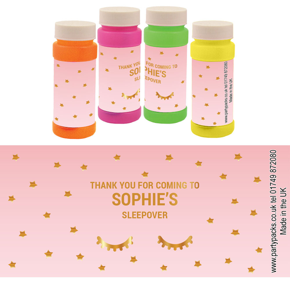 Personalised Bubbles - Sleepover - Pack of 8 – Party Packs