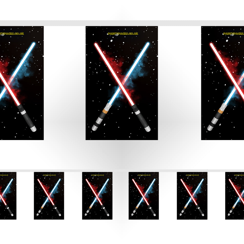 Lightsaber Paper Flag Bunting - Star Wars Decorations | Party Packs