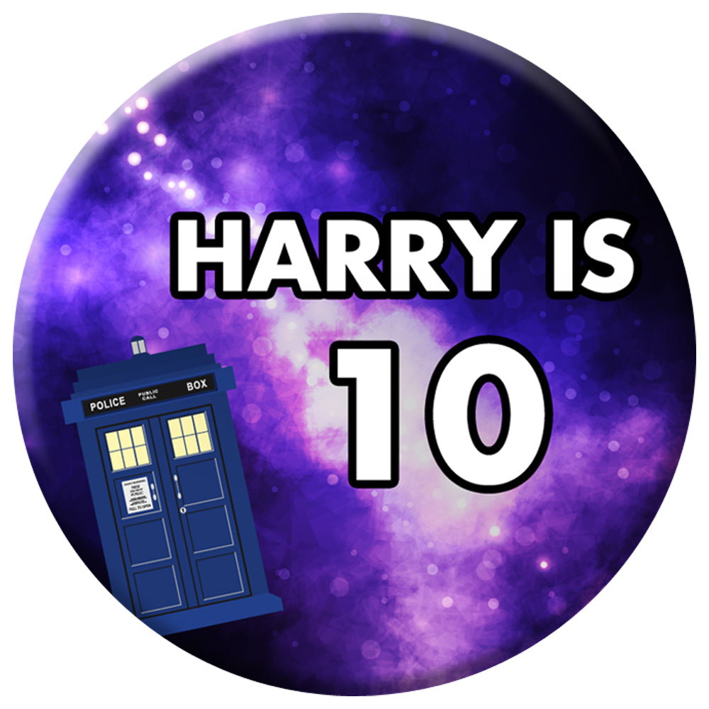 Personalised Time Travel Police Box Badge - 58mm – Party Packs