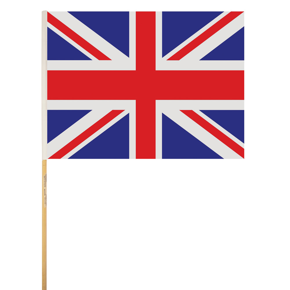 British Union Jack Fabric Flag on Pole - 61cm x 46cm – Party Packs