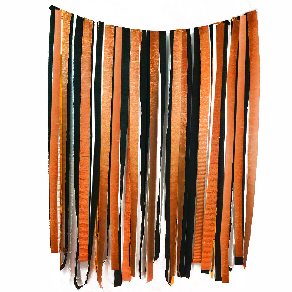 Black and Orange Halloween Paper Streamer Backdrop Kit – Party Packs