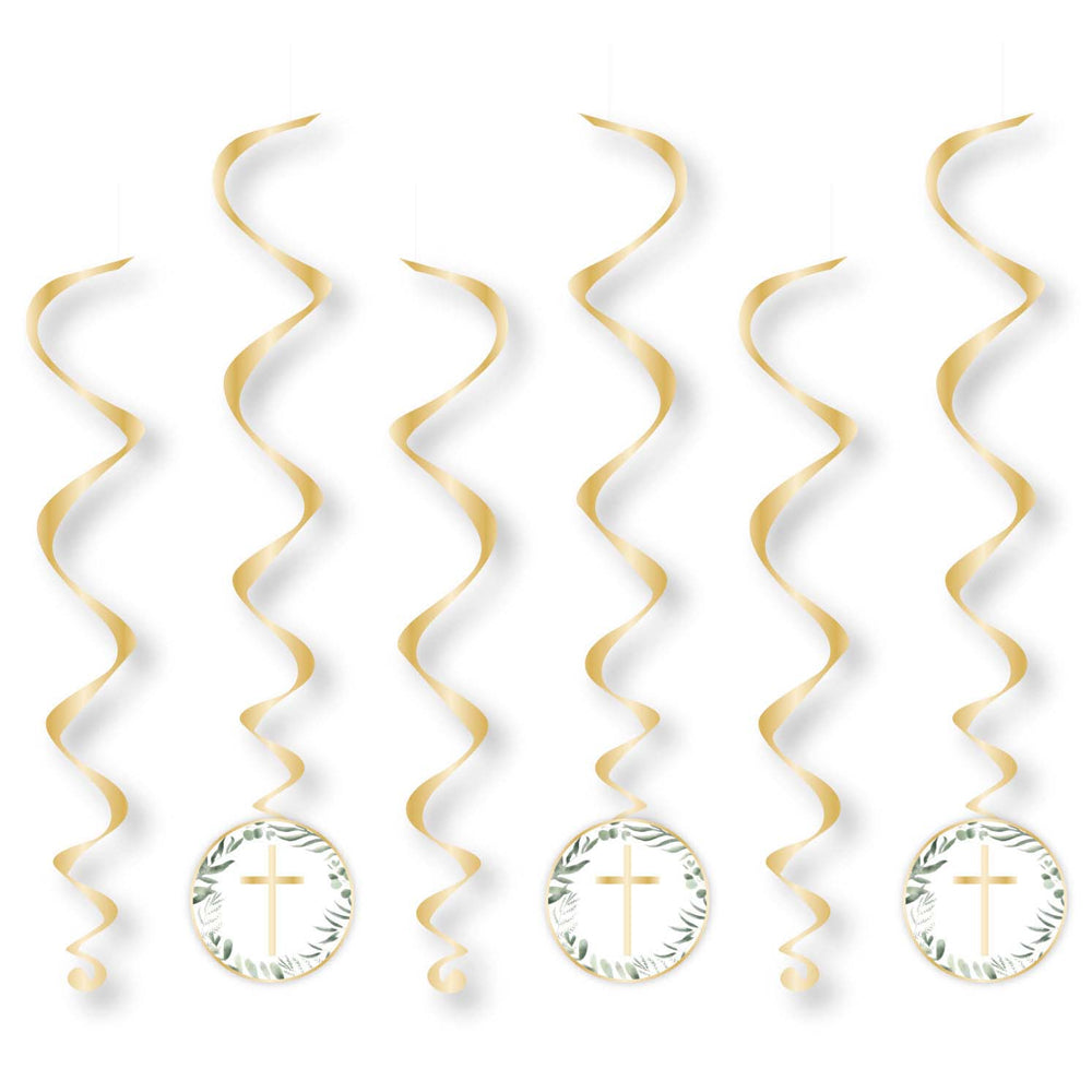 Botanical Celebration Cross Swirl Decorations - Pack of 6 – Party Packs