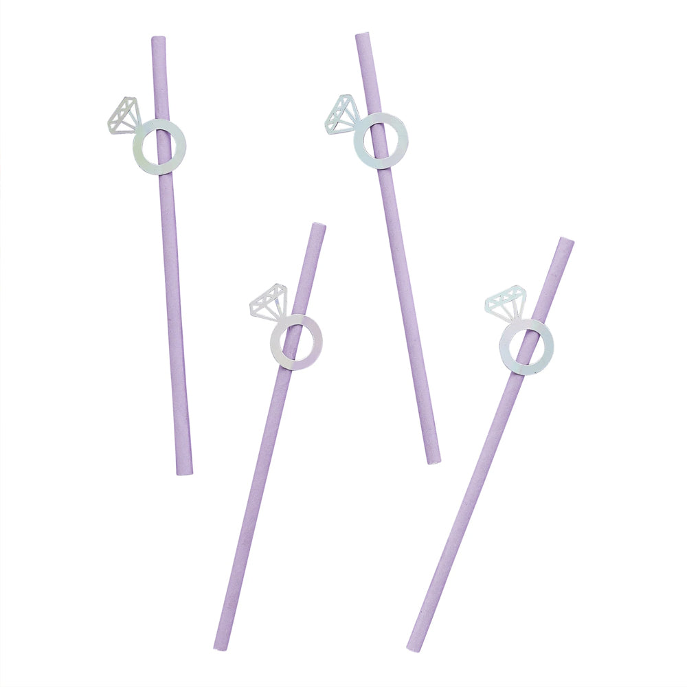 Diamond Ring Paper Straws - Hen Party Tableware | Party Packs