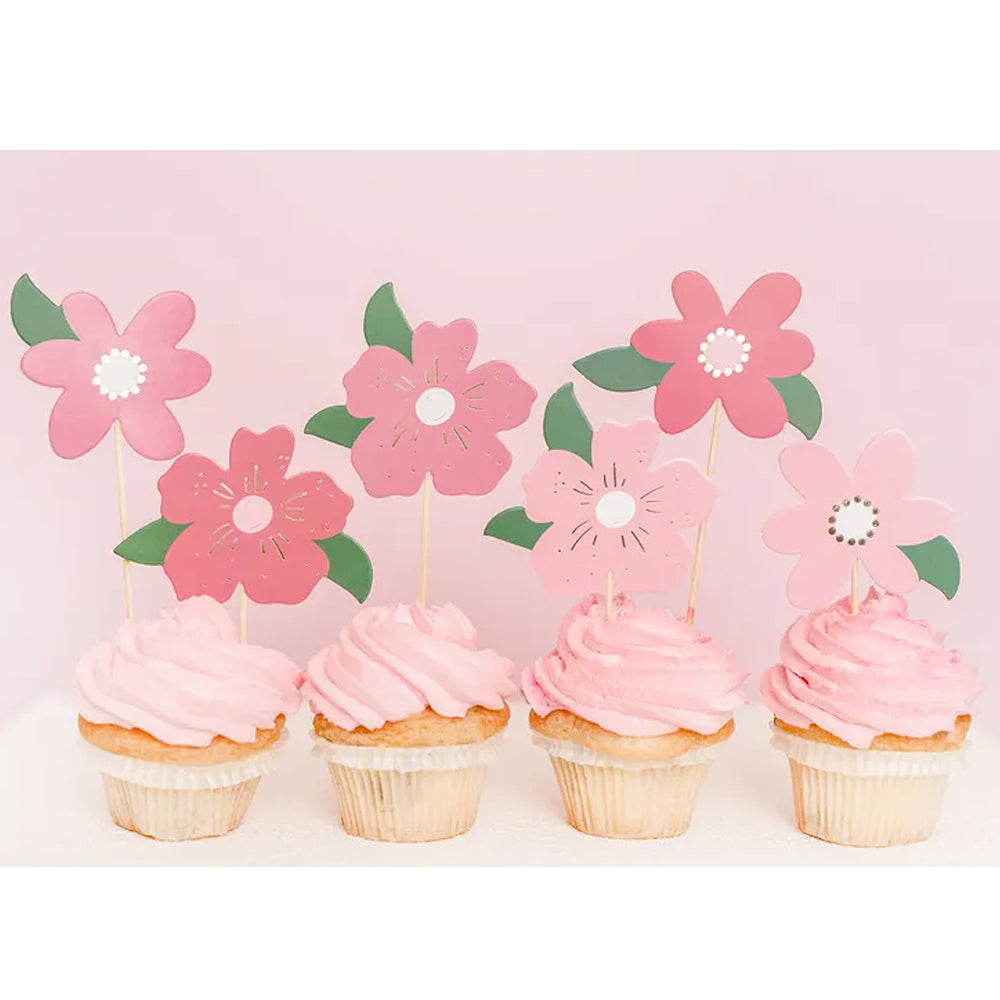 Flower Picks Cake Decorations 13cm Pack of 8 - Mother's Day Cake ...