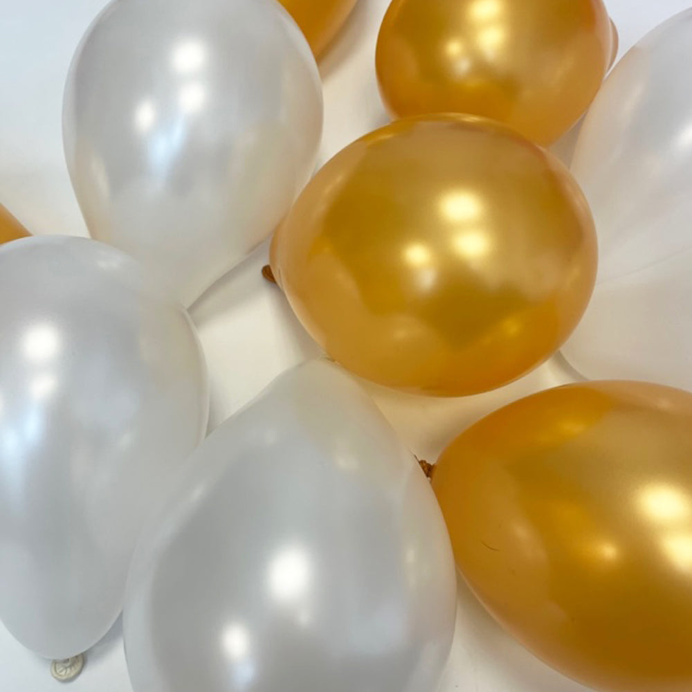 Gold and White Mini 5" Balloon Pack - Pack of 40 – Party Packs
