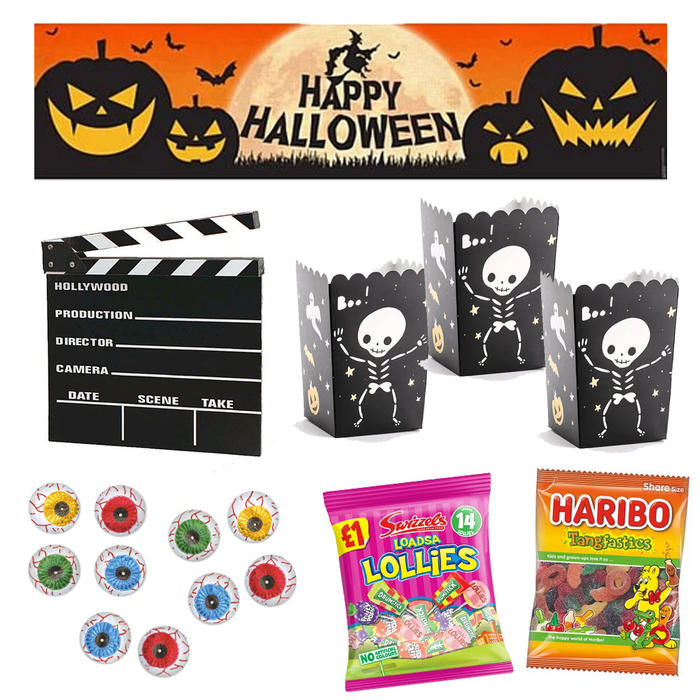 Halloween Movie Night Kit With Decorations and Sweets – Party Packs
