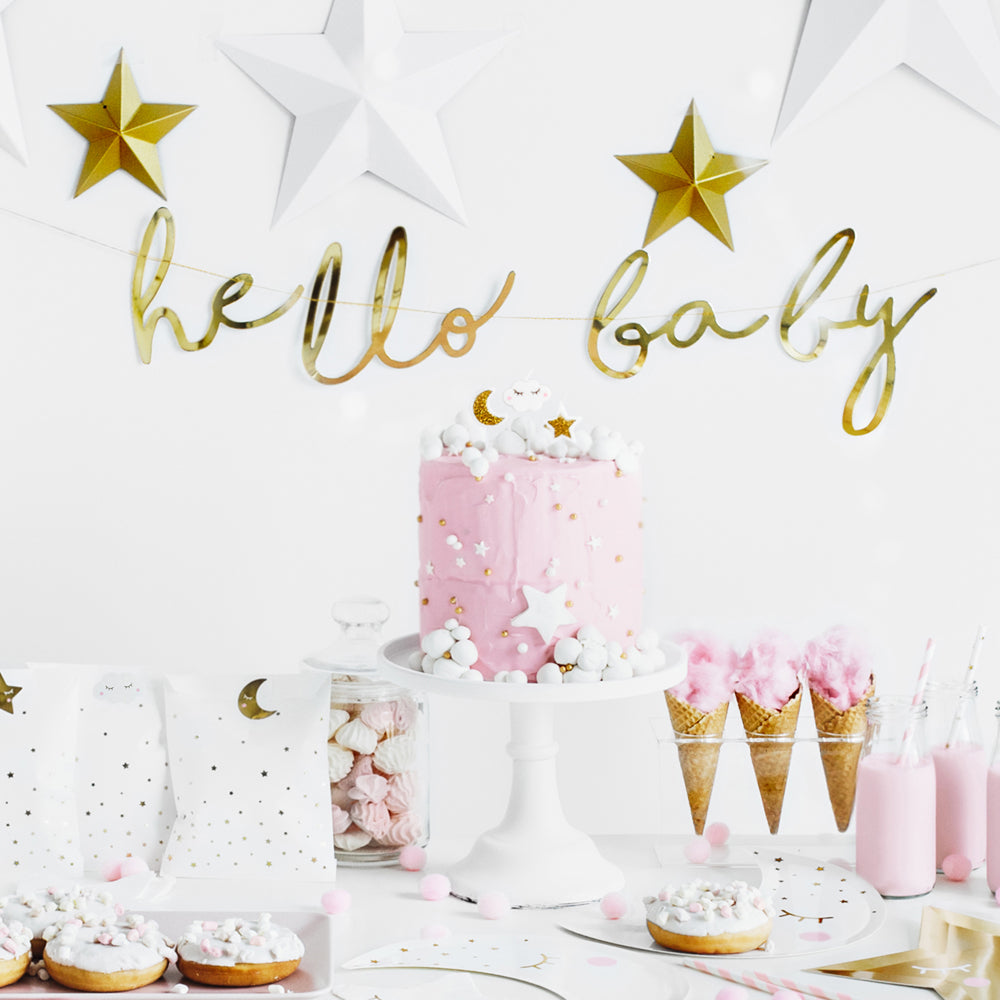 Hello Baby Gold Banner - 70cm | Party Packs