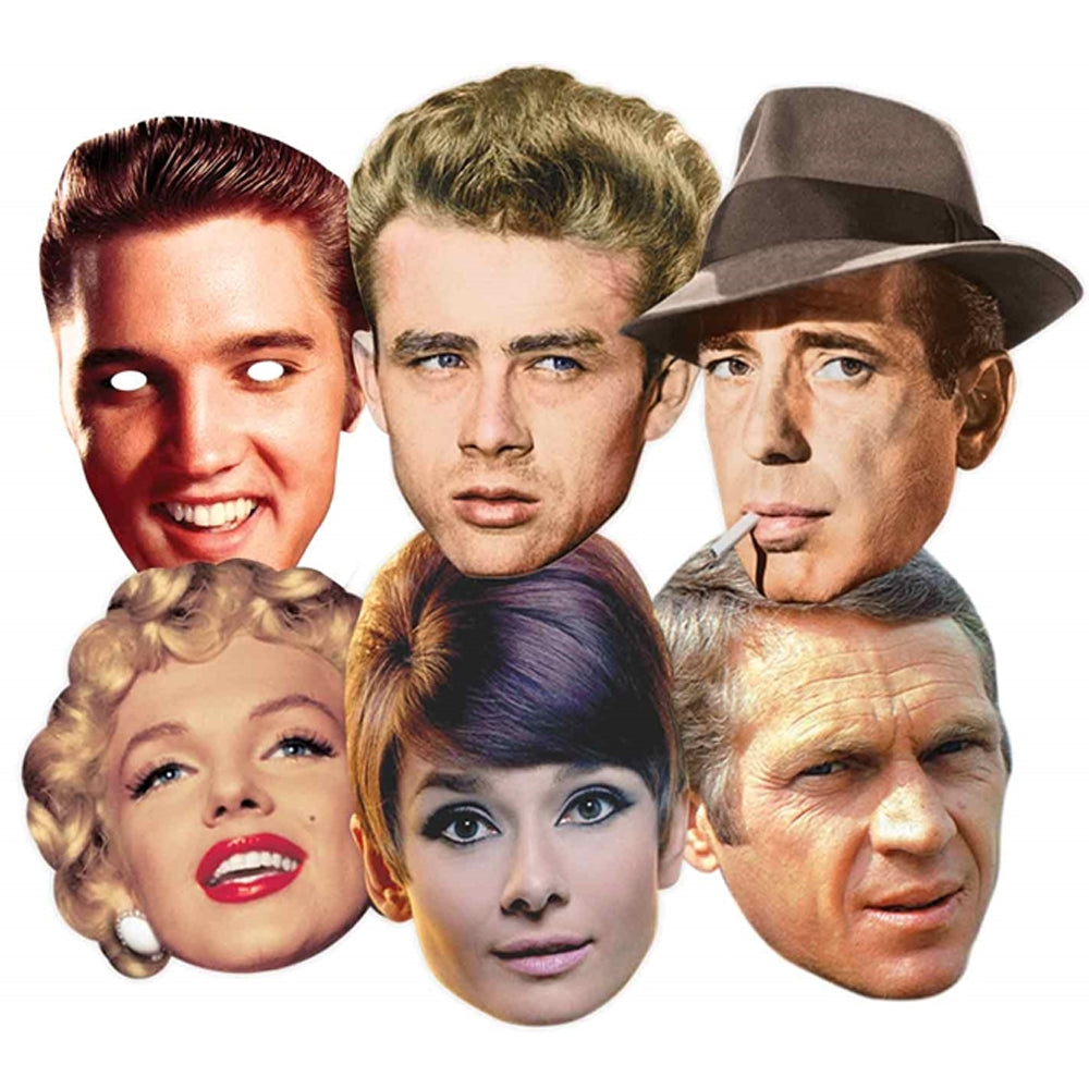 Hollywood Actors Card Masks - Pack of 6 | Party Packs