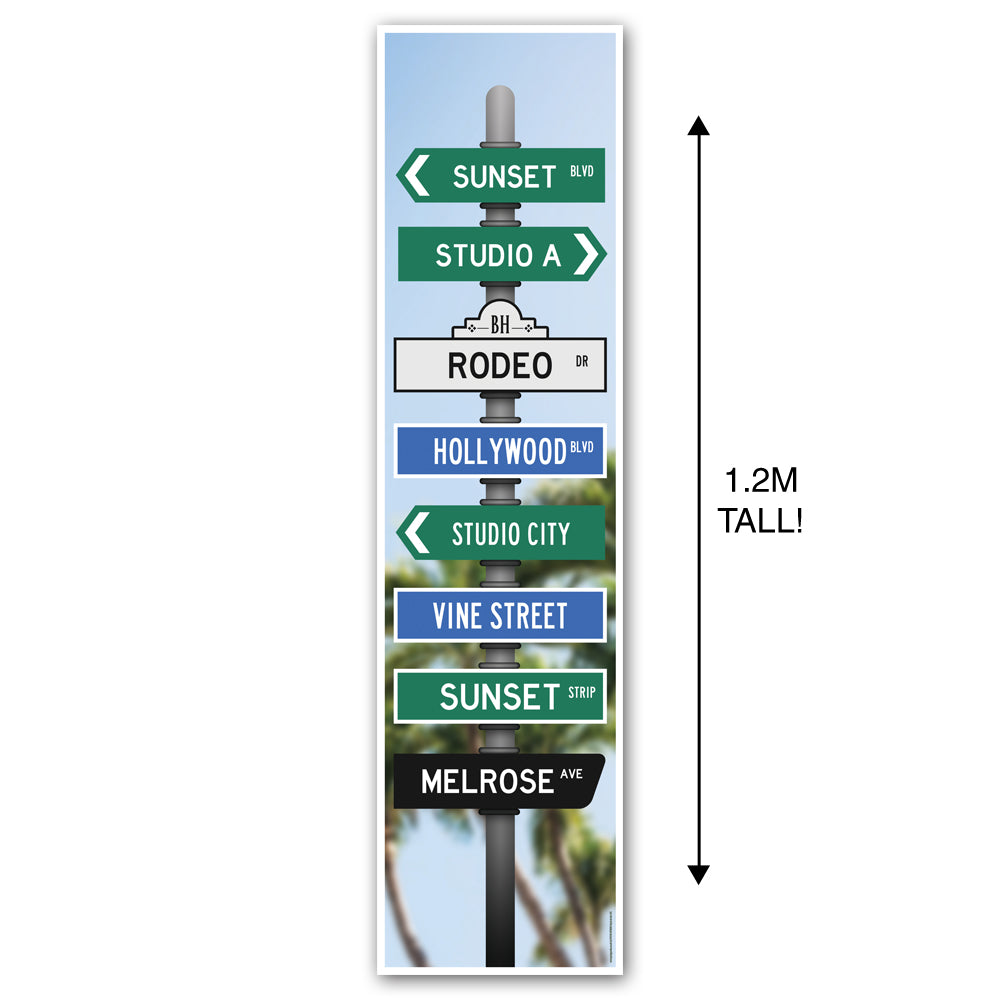 Hollywood Signpost Portrait Wall & Door Banner Party Decoration - 1.2m ...