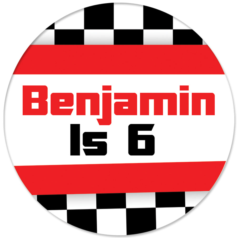 Personalised Badge - Motor Racing- 58mm – Party Packs