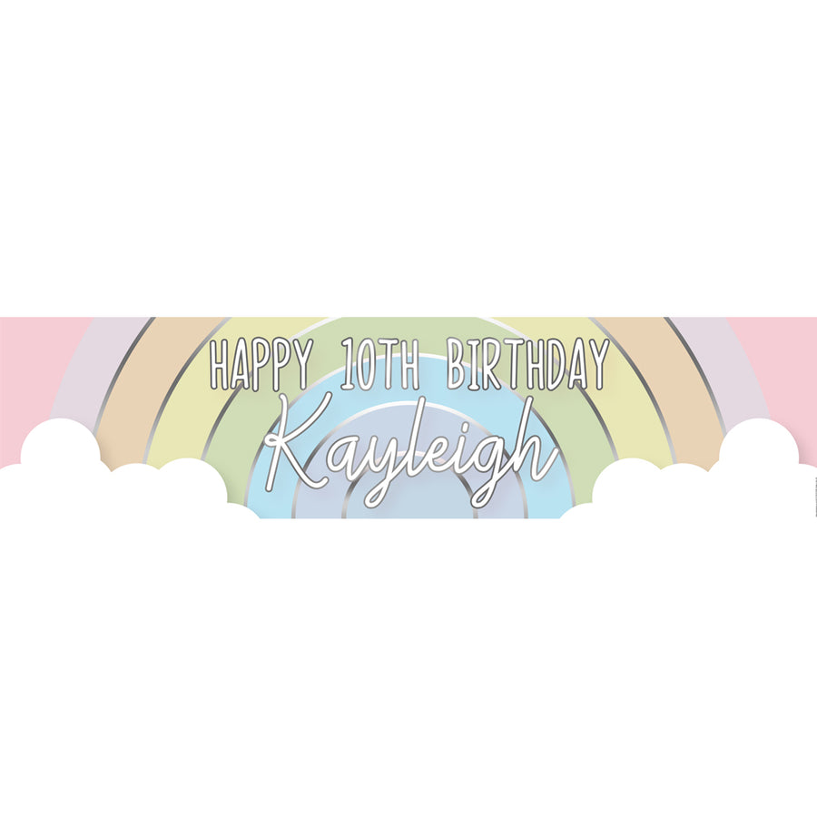 Personalised Pastel Rainbow Banner - 120cm x 30cm – Party Packs