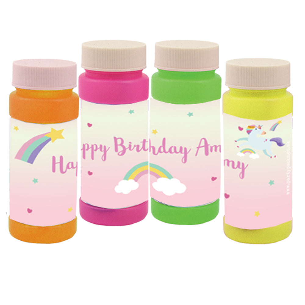 Personalised Bubbles - Pink Unicorn - Pack of 8 – Party Packs