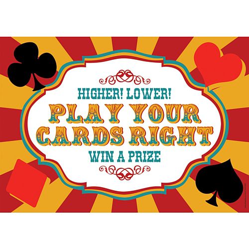 Fundraising Play Your Cards Right Sign - A3 – Party Packs