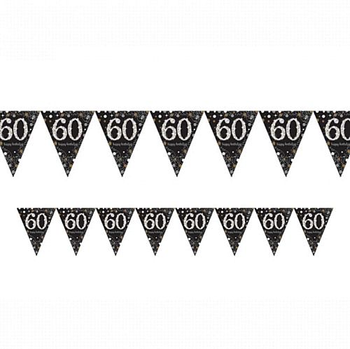 Gold Celebration "60th Birthday" Prismatic Pennant Bunting - 4m – Party ...