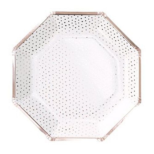 Rose Gold Foiled Spotty Paper Plates - 25cm - Pack of 8 – Party Packs