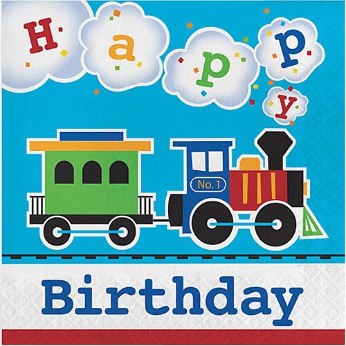 Toy Train Happy Birthday Napkins - Pack of 16 | Party Packs