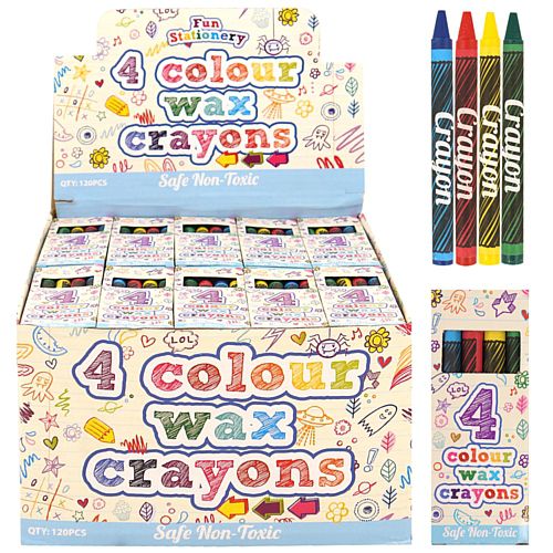 Box of 4 Wax Crayons - Pack of 120 – Party Packs