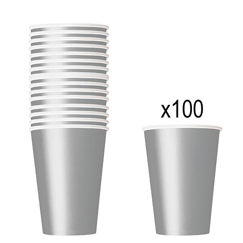 Silver Paper Cups - 266ml - Pack of 100 – Party Packs