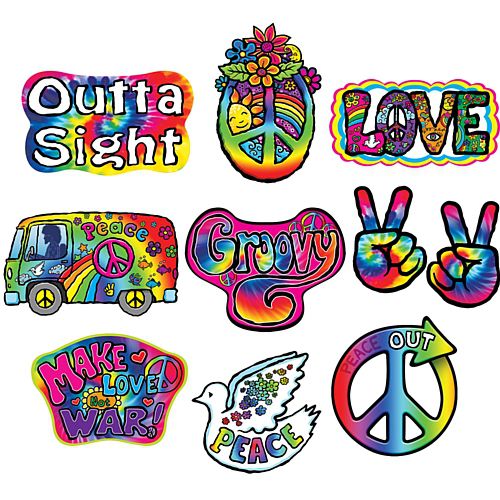 60's Flower Power Cutouts - 30cm - Pack of 11 – Party Packs