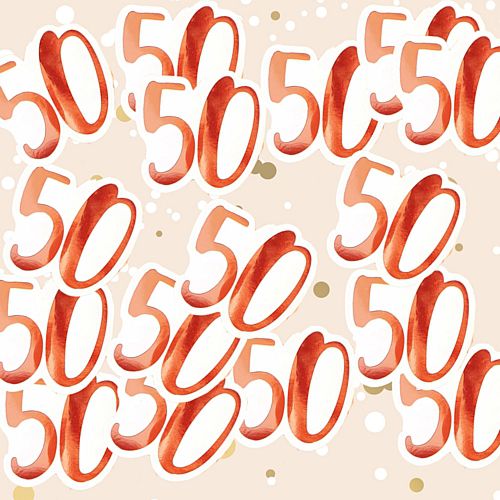 Large Rose Gold 50th Card Confetti - 19g – Party Packs
