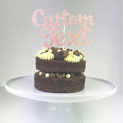 Personalised Rose Gold Glitter Cake Topper - Each – Party Packs