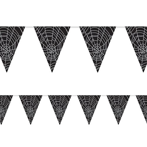Spider Web Halloween 'All Weather' Flag Bunting - 3.7m (12') - 12 Flag ...