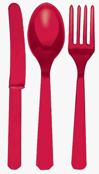 Red Cutlery - Pack of 24 | Tableware | Party Packs