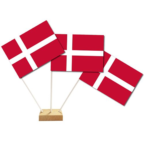 Denmark Paper Table Flags - 15cm on 30cm Pole - Each – Party Packs