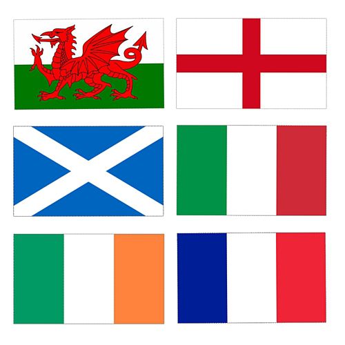 6 Nations Rugby Cloth Flag Pack - 5ft x 3ft - 6 Flags – Party Packs