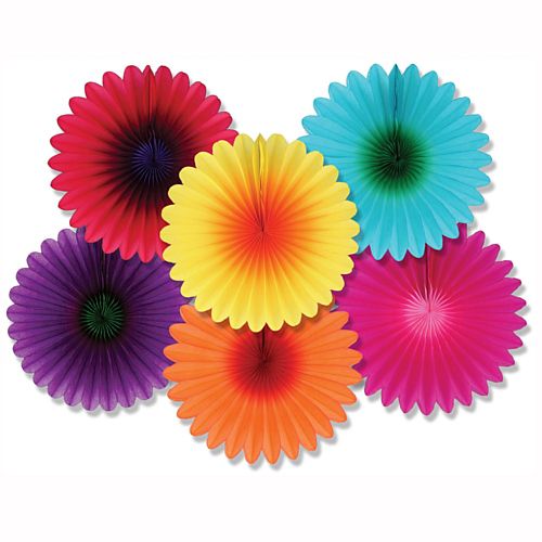Flower Fans - Assorted Mini - 15cm - Pack of 6 – Party Packs