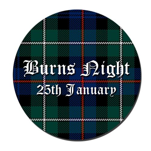 Burns Night Badge 58mm - Pinned Back - Each – Party Packs