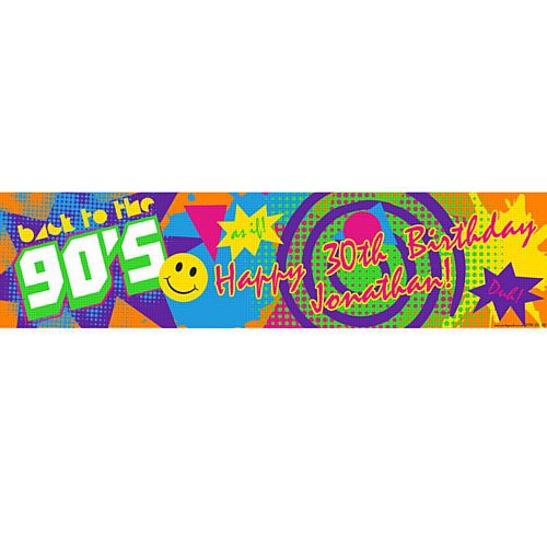 1990's Personalised Banner - 1.2m – Party Packs