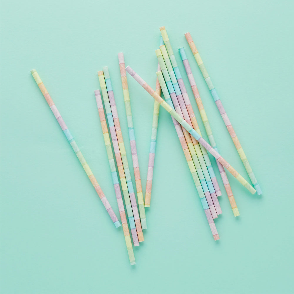 Eco Rainbow Paper Straws - Pack of 20 | Party Packs