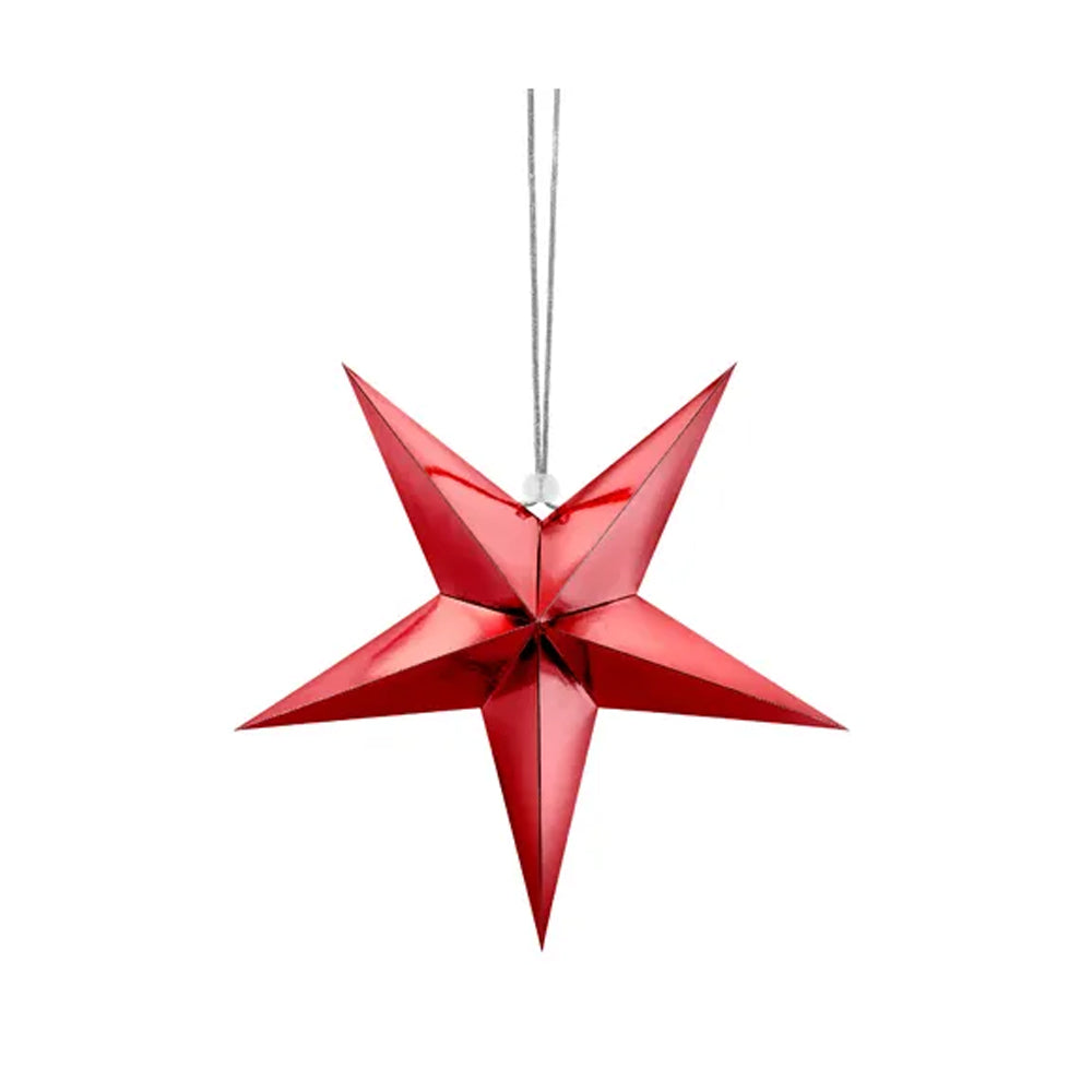 Metallic Red Star Decoration - 30cm – Party Packs
