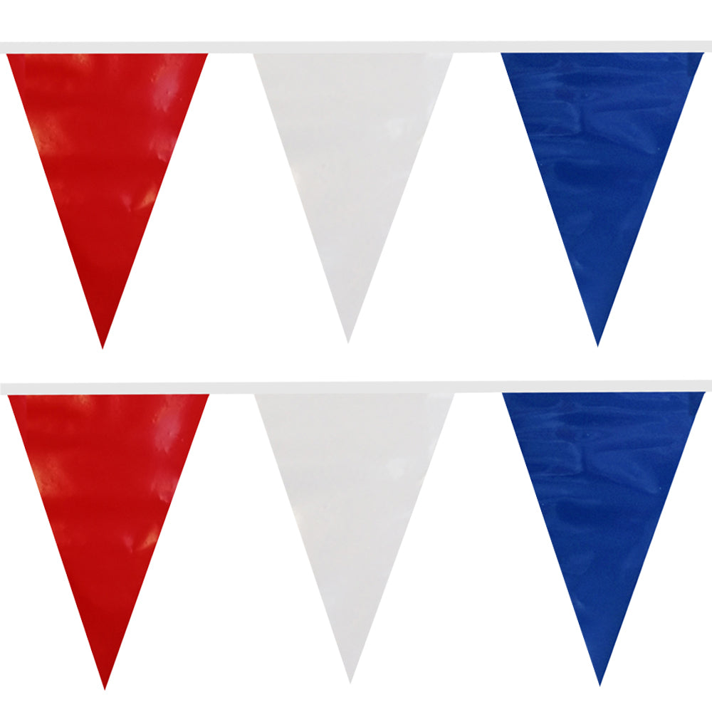 Red, White & Blue Plastic All-Weather Bunting - 10m | Party Packs